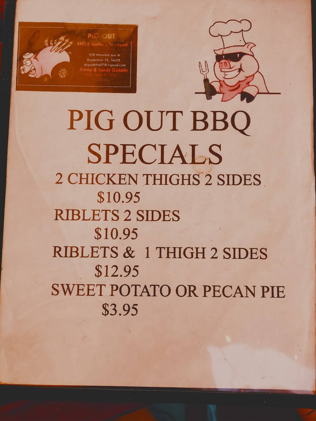Menu at Pigout BBQ And Southern Soul Food, Bradenton