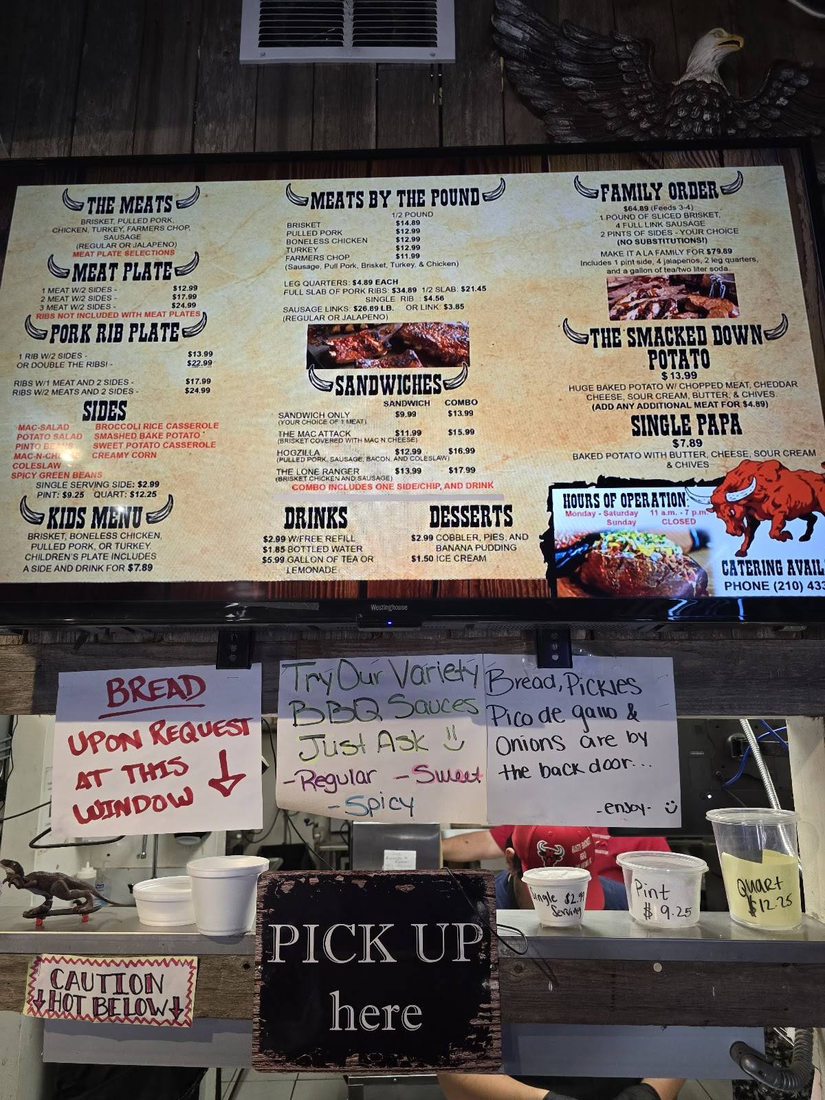 Menu at RUSTY BUCKET JAWSMACKING BBQ, San Antonio, 600 Cupples Rd