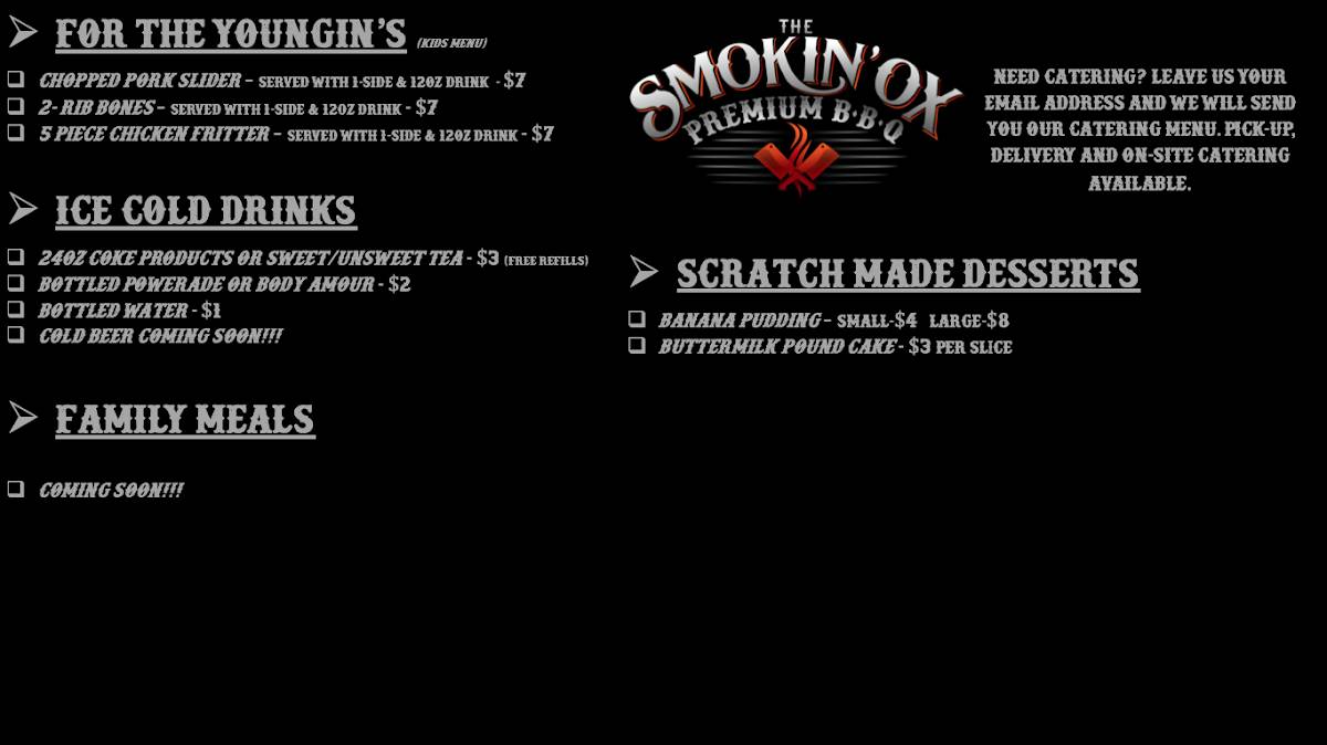 Menu at The Smokin´OX Premium BBQ, Winter Haven