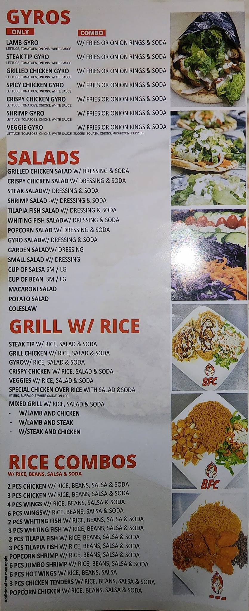 Menu at BFC: Boston Fried Chicken And Burritos restaurant, Brockton ...