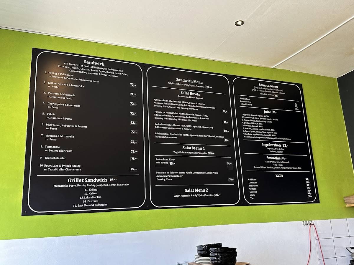 Menu at BITE ME, Copenhagen