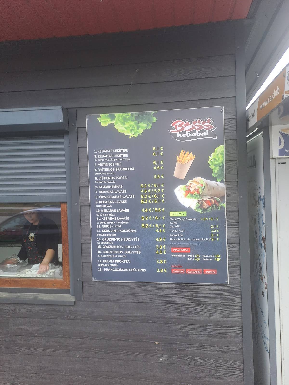 Menu at BOSS KEBABAI restaurant, Kėdainiai