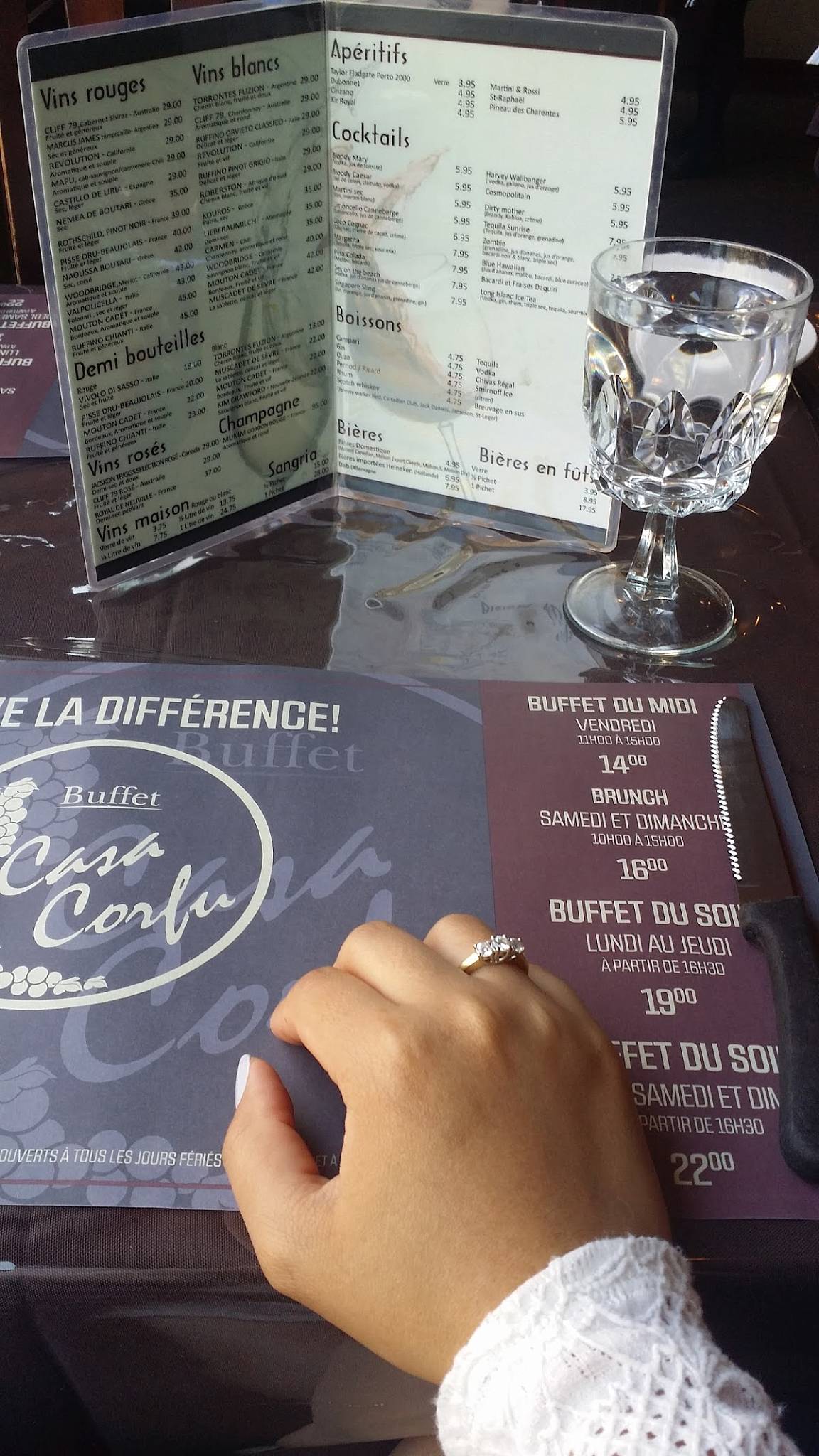 Menu at BUFFET CASA CORFU restaurant, Montréal, Rue Masson