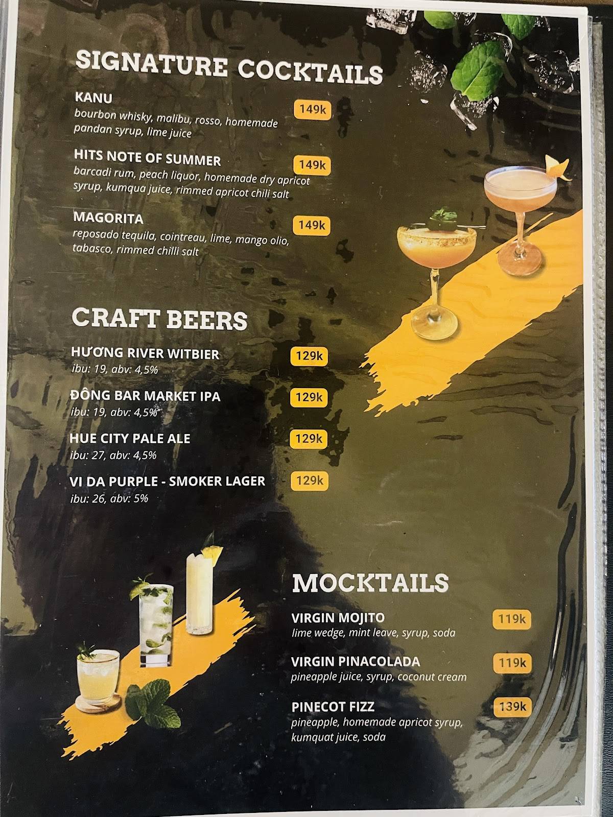 Menu at BURGER NGON HUE restaurant, Hue