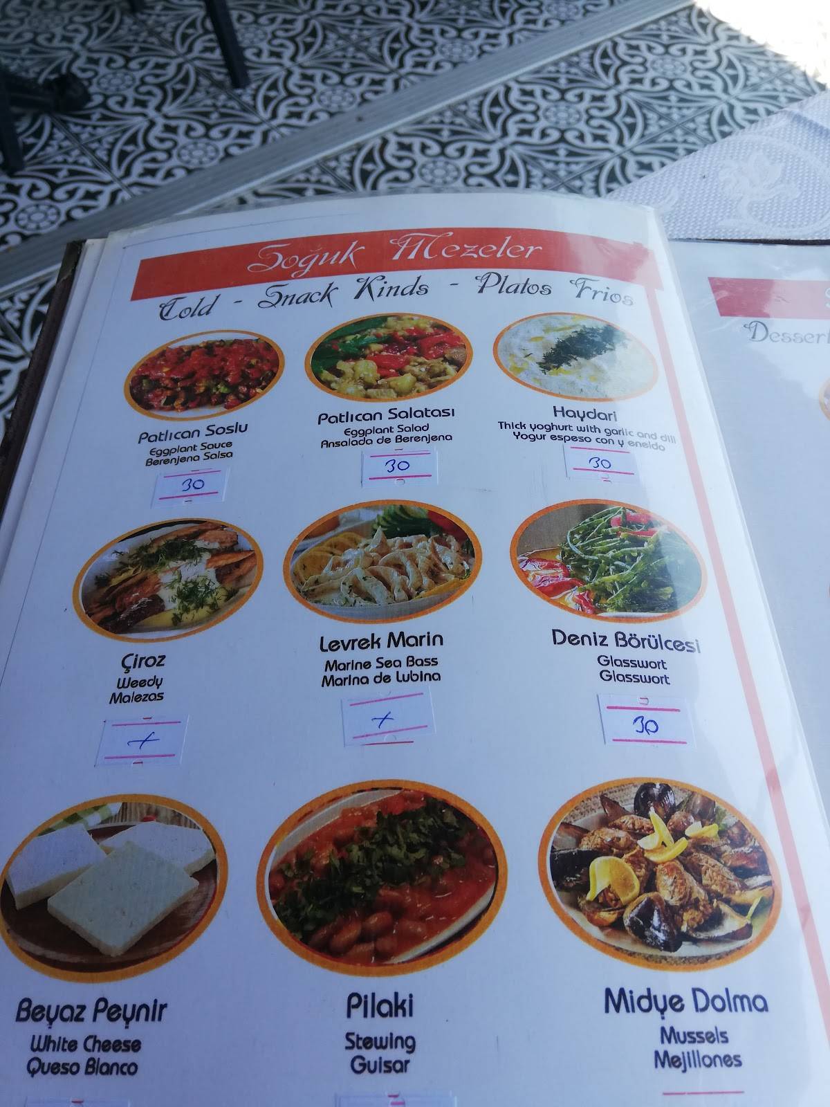 Menu at Baba Restaurant, Istanbul, Macar Tabya Cd. 3/A