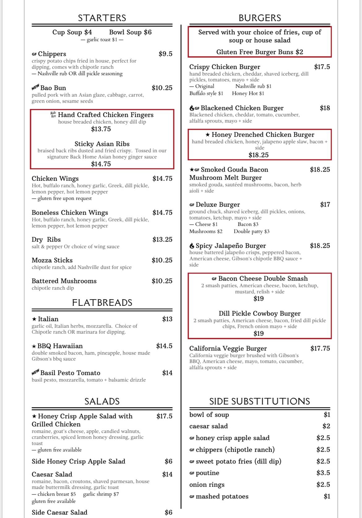 Menu at Back Home Restaurant & Catering, Avonlea