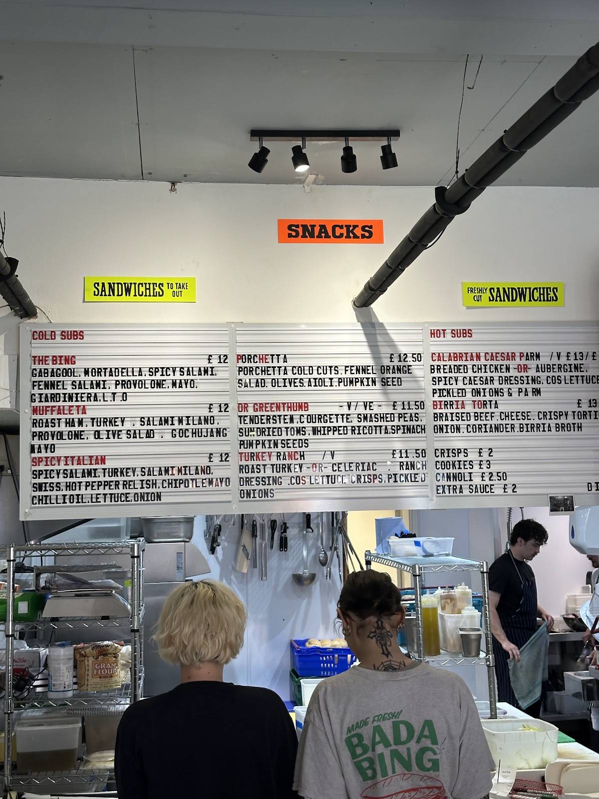 Menu at Bada Bing fast food, Manchester