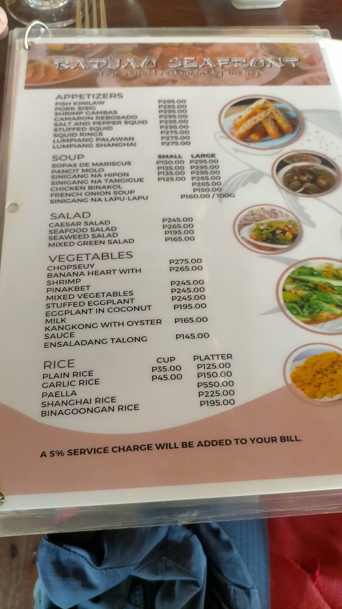 Menu at Badjao Seafront Restaurant, Puerto Princesa, PPHX+4V5