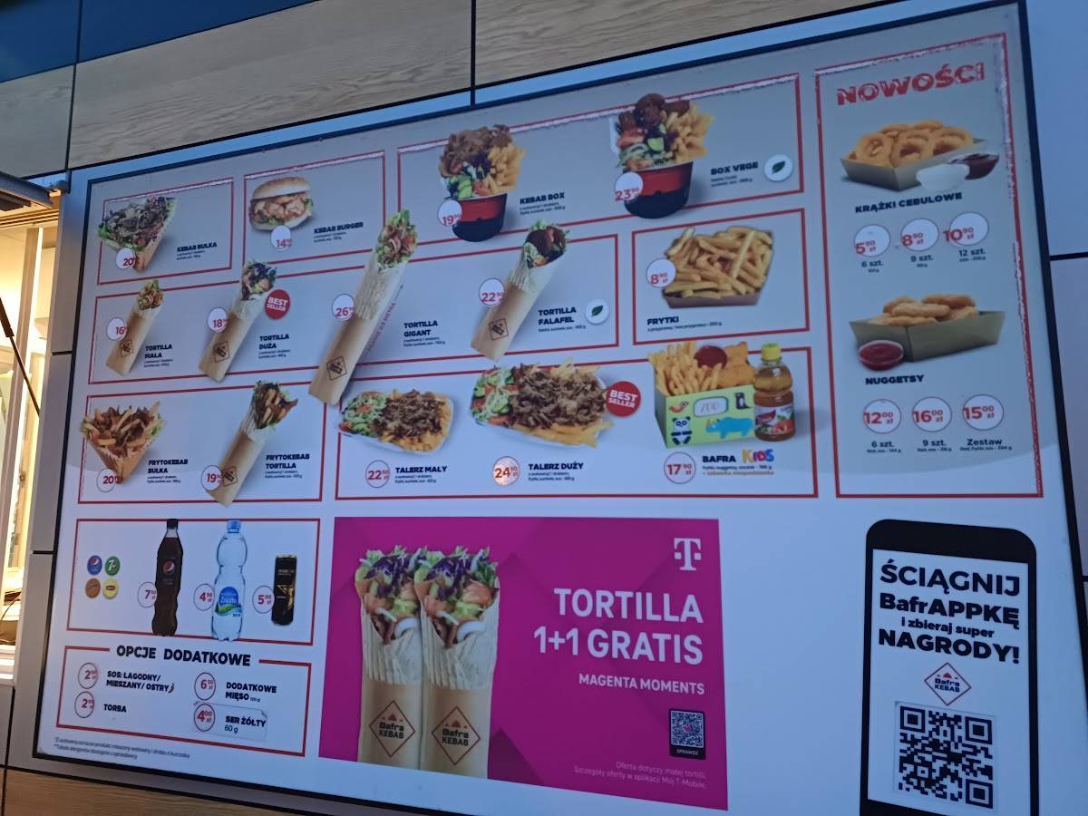 Carta del café Bafra Kebab, Sieradz