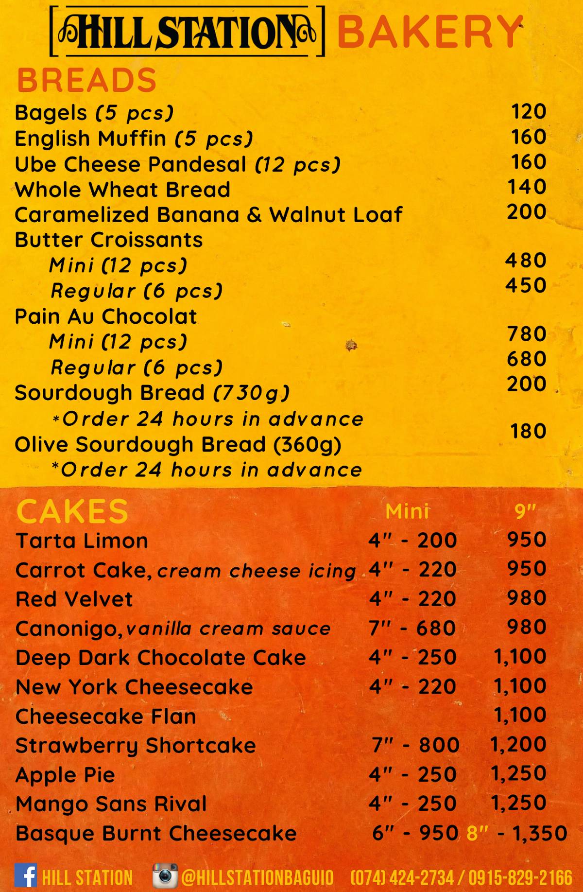 Menu at Hill Station restaurant, Baguio, Casa Vallejo