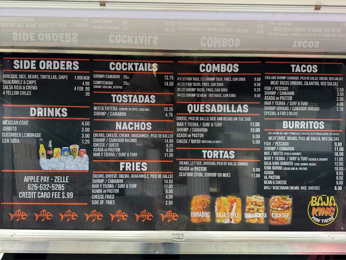 Menu at Baja King Fish Tacos restaurant, San Bernardino, 499 W Orange ...