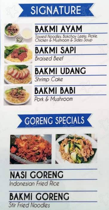 Menu at Bakmi Nyonya, Makati