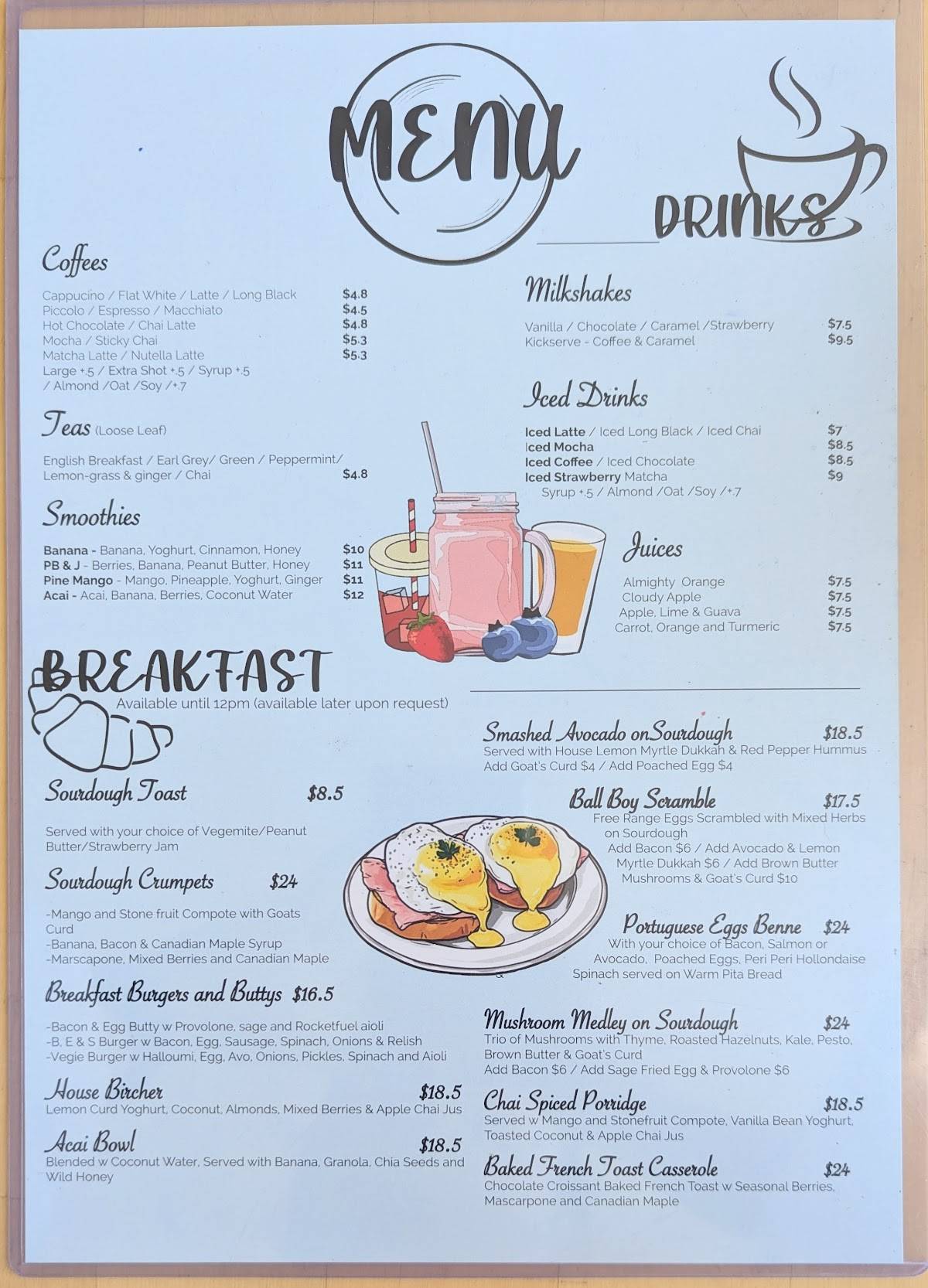 Menu at The Heights Cafe, Balgowlah Heights