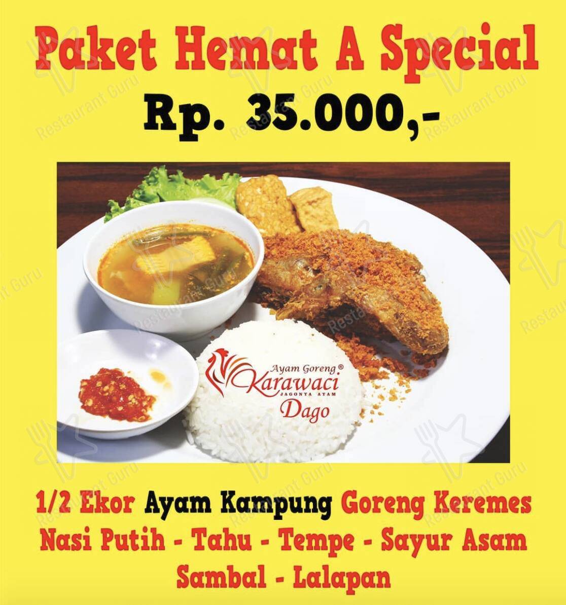 Menu at Ayam Goreng Karawaci BBQ, Bandung, Jln. Ir. H. Djuanda