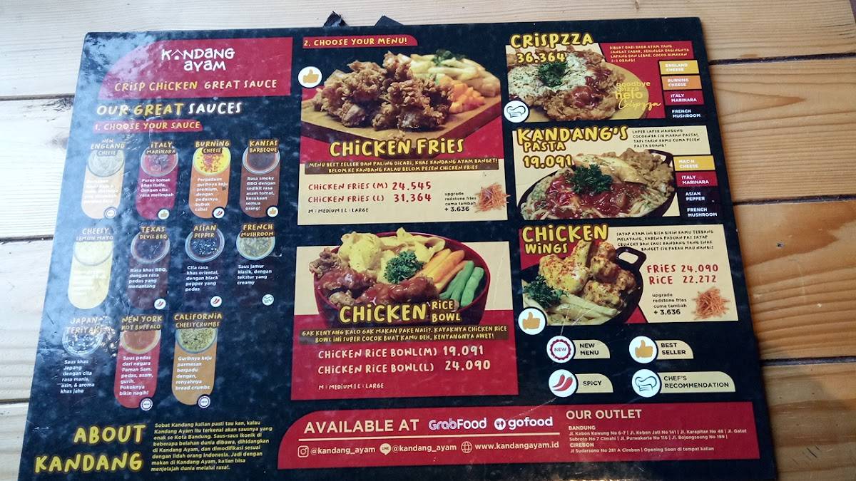 Carta del restaurante Kandang Ayam Bojongsoang, Bandung