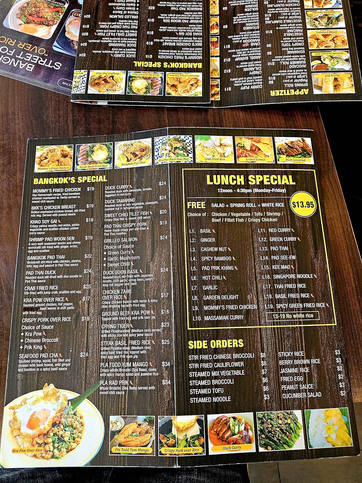 Menu at Bangkok 2 Thai restaurant, New York City, 349 1st Ave.