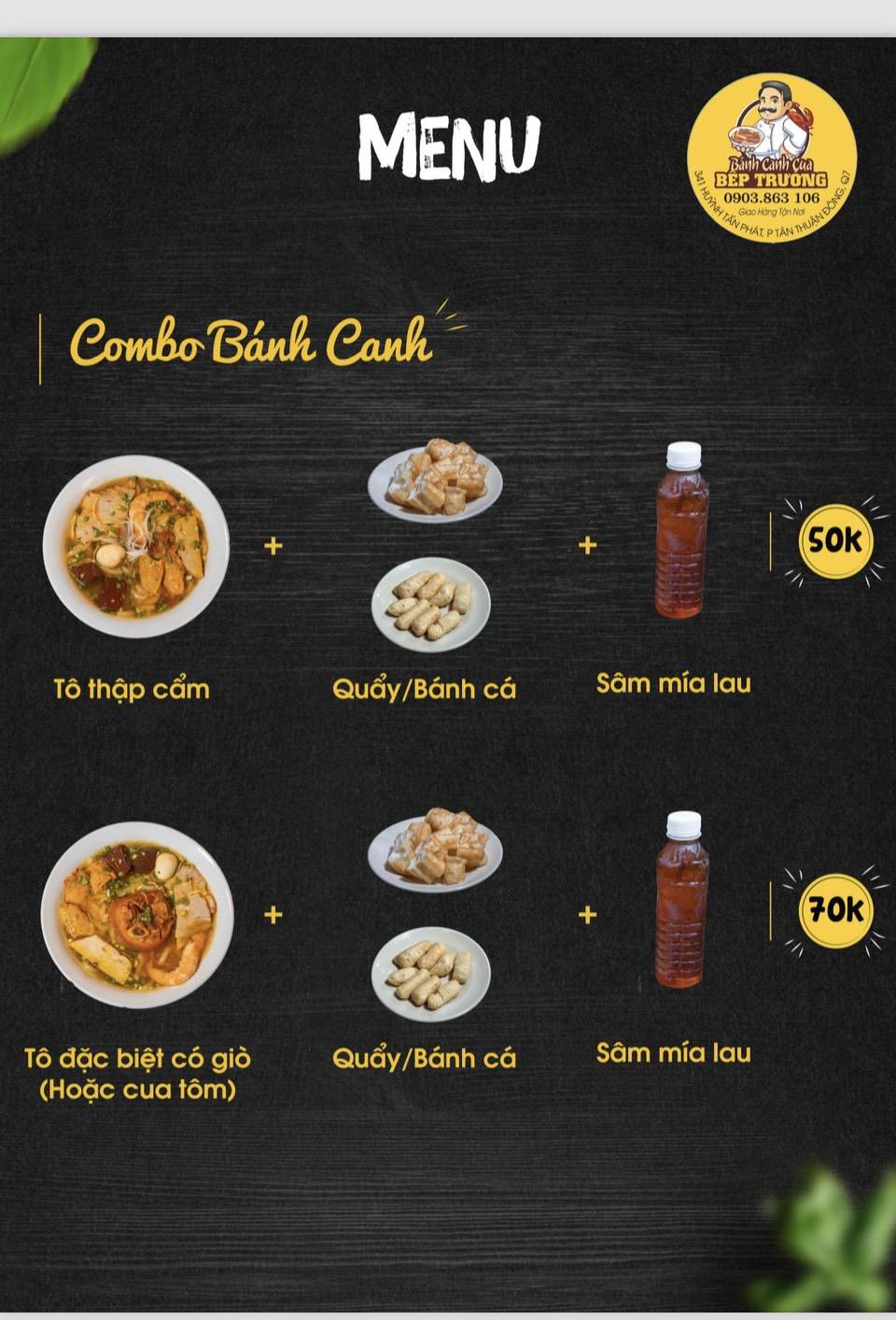 Carta del restaurante Bánh Canh Cua Bếp Trưởng, Ciudad Ho Chi Minh (Saigón)