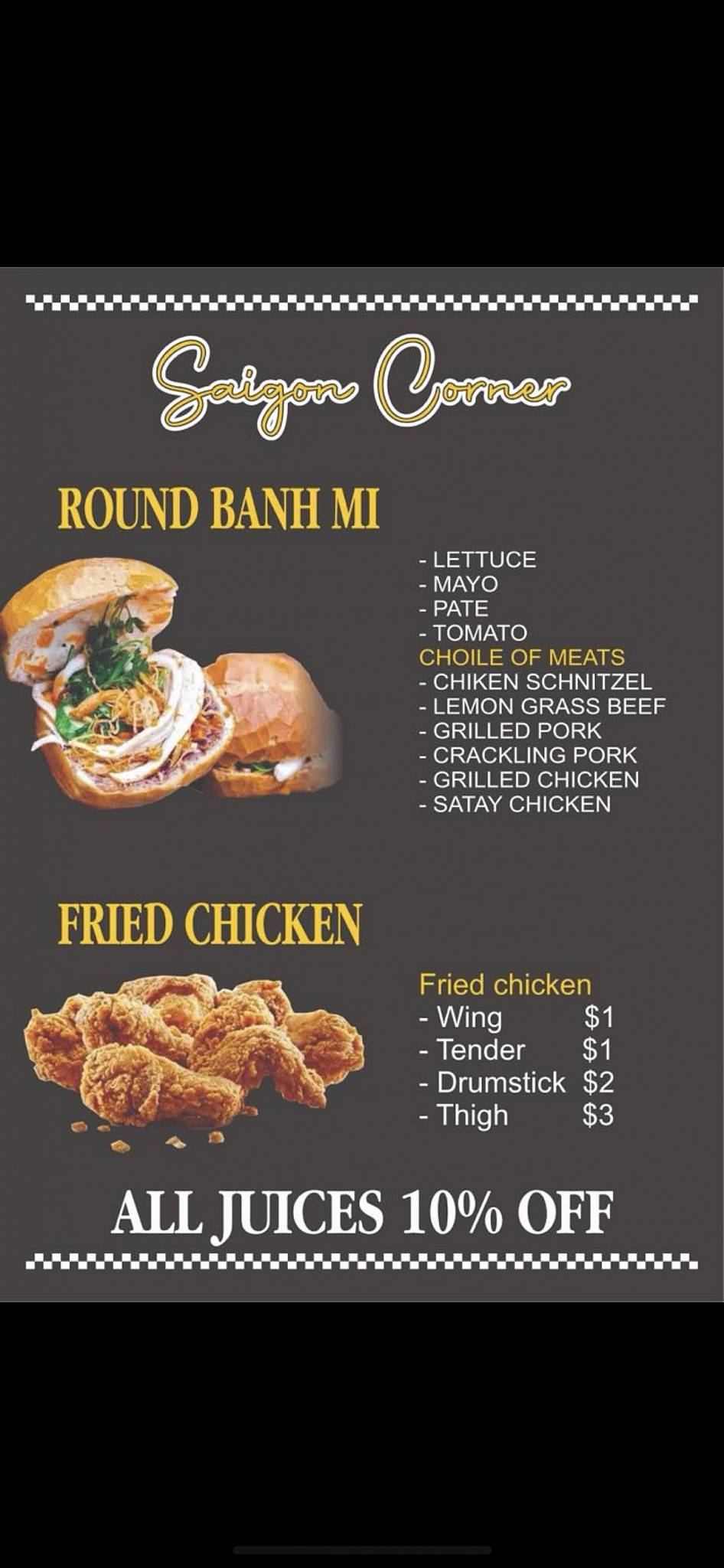 Carta del restaurante Bánh mì Saigon Corner, Mount Hutton