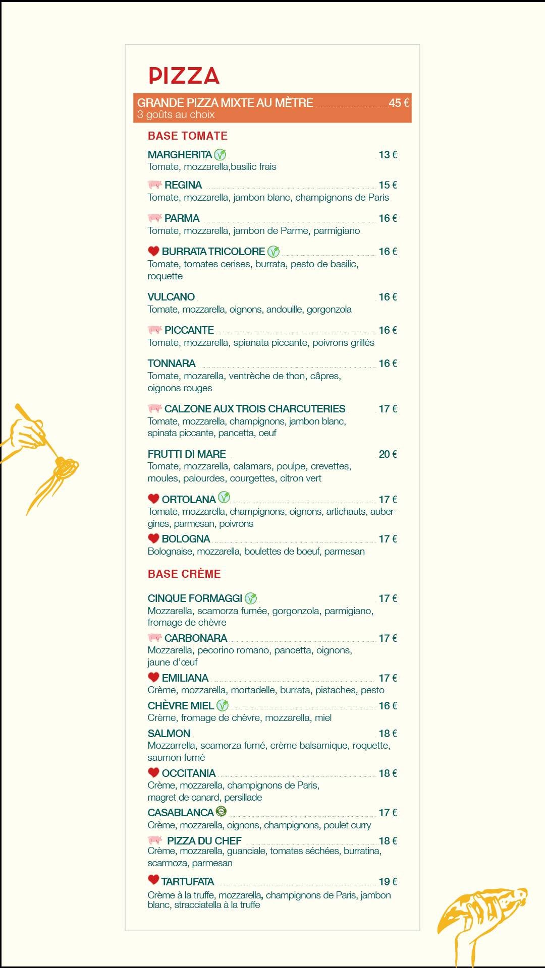 Menu at Bar Pizzeria Osteria Le Bellini, Toulouse