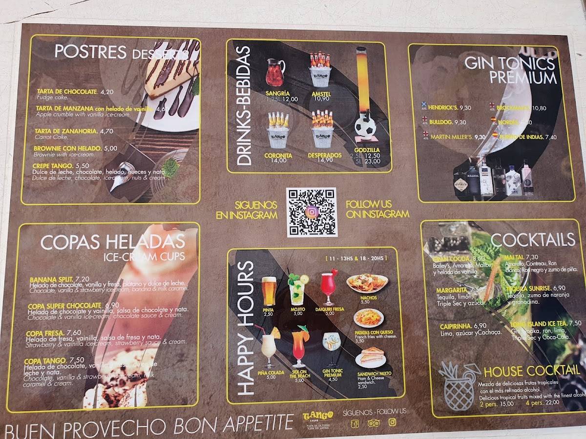 Menu at Bar restaurante TANGO., Calp, Av. Juan Carlos I