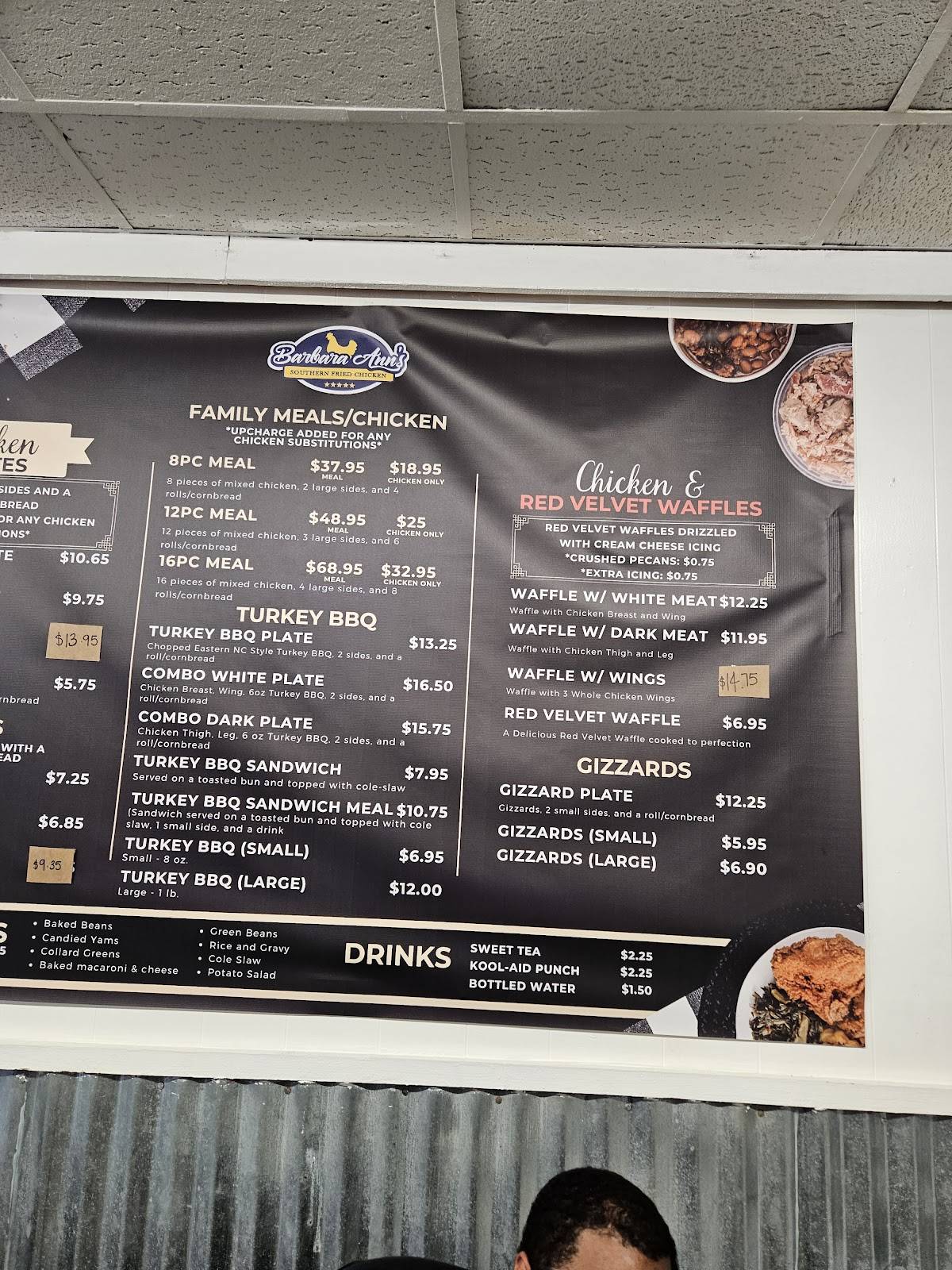Menu at Barbara Ann's Southern Fried Chicken, Hope Mills