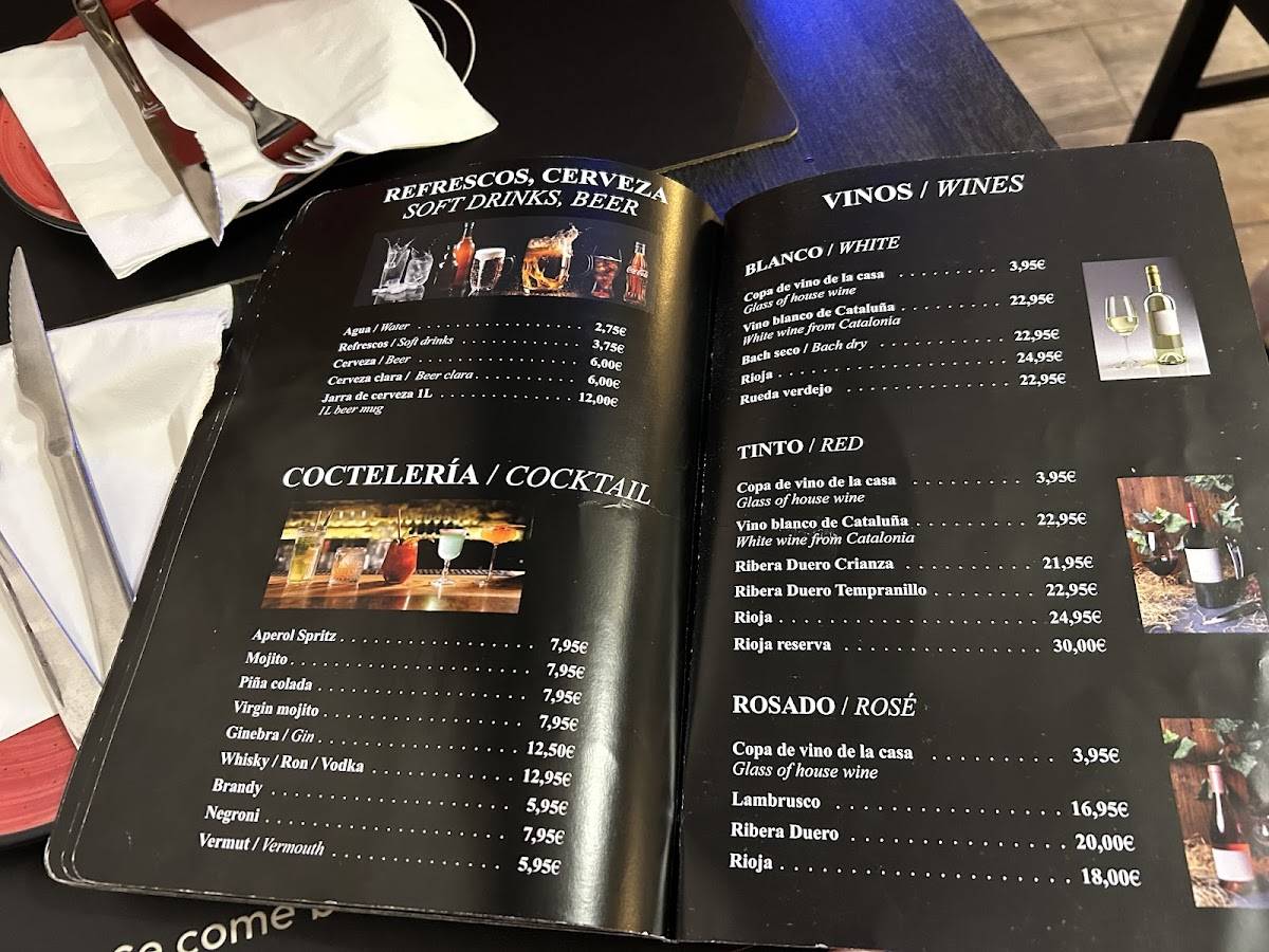 Menu at Jesús Restaurant, Barcelona, Carrer dels Cecs de la Boqueria