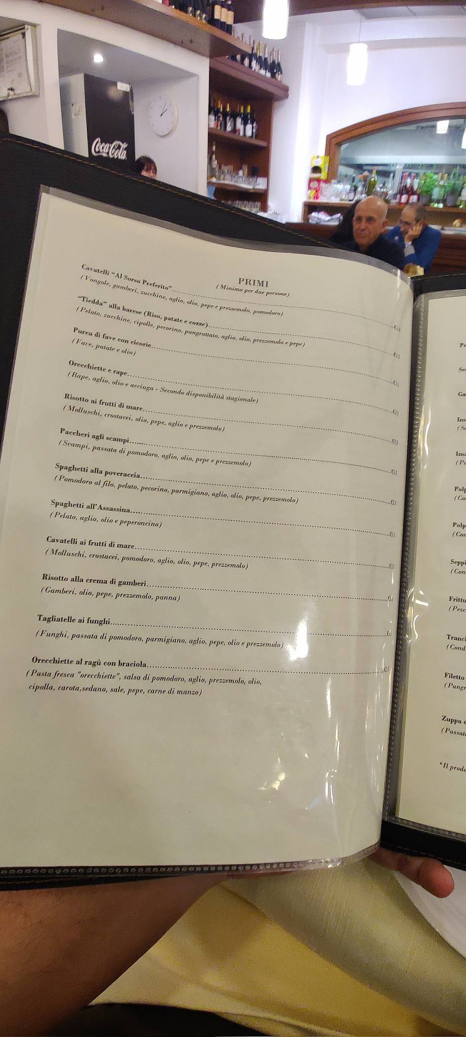 Menu at Al Sorso Preferito restaurant, Bari