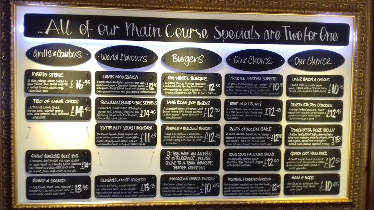 Menu at Barn Owl, Quedgeley