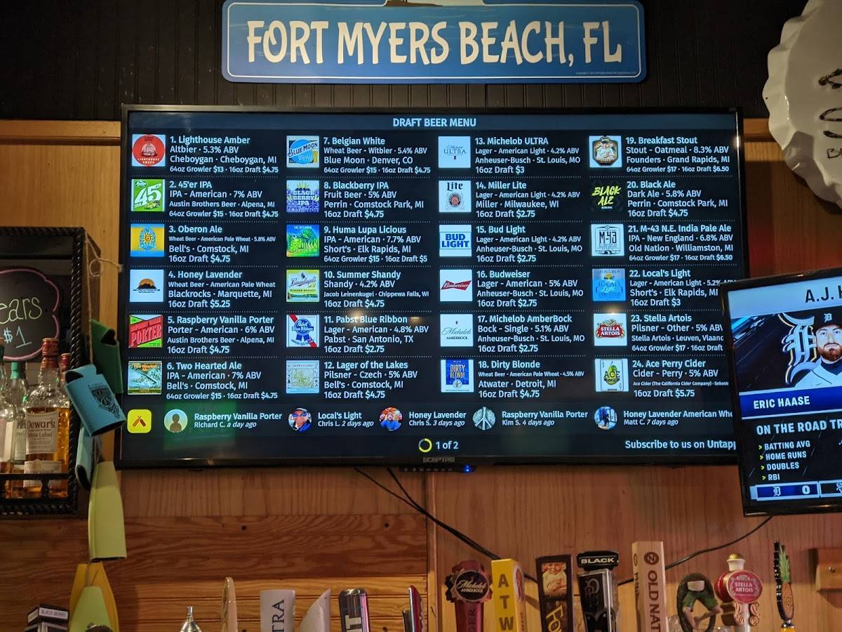 Menu at Barnacle Bill's, East Tawas