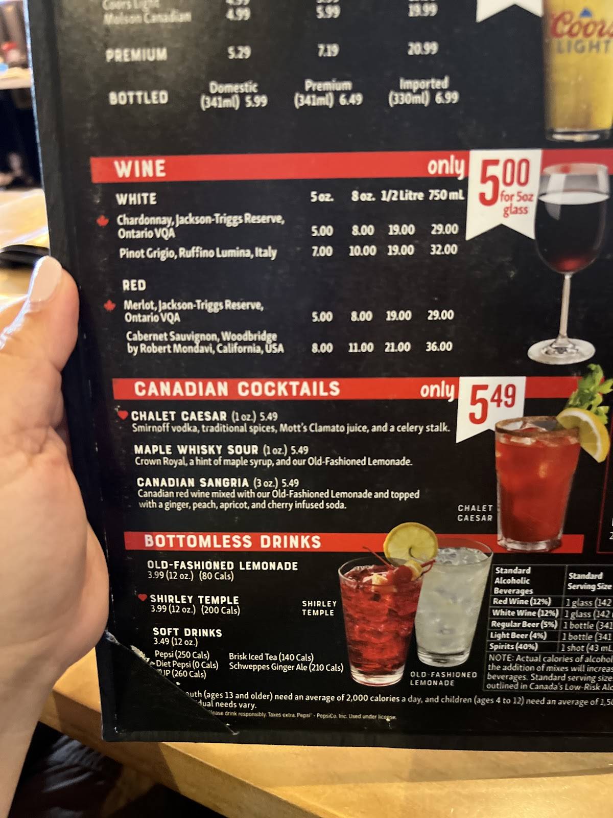 Menu at Swiss Chalet restaurant, Barrie, 397 Bayfield St