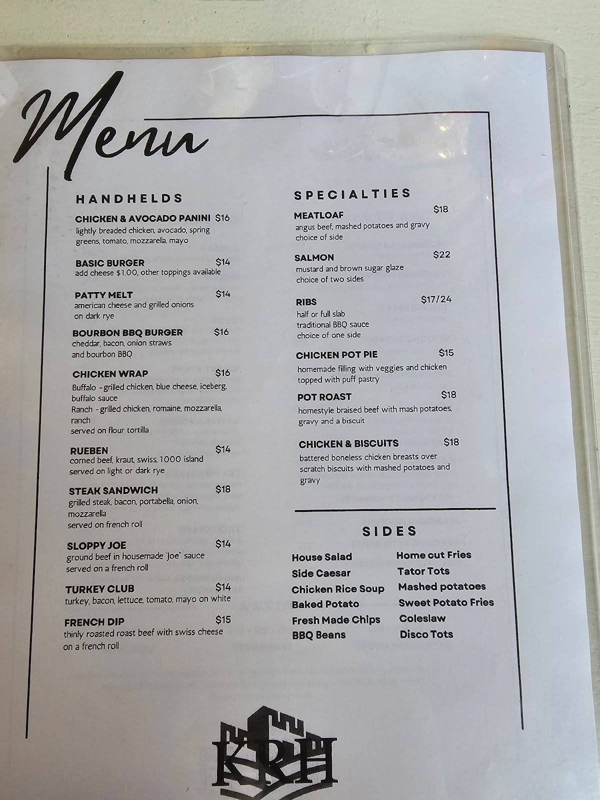 Menu at KRH - Kelsey Road House pizzeria, Lake Barrington, 352 Kelsey Rd