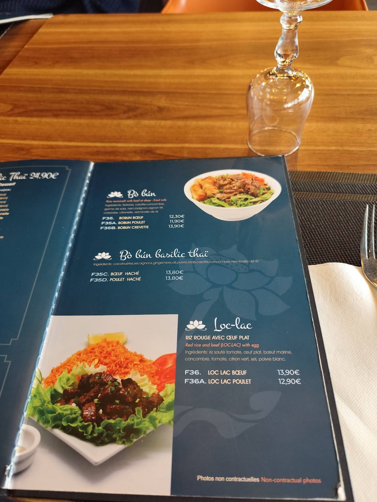 Menu au Basilic Thaï restaurant, Claye-Souilly