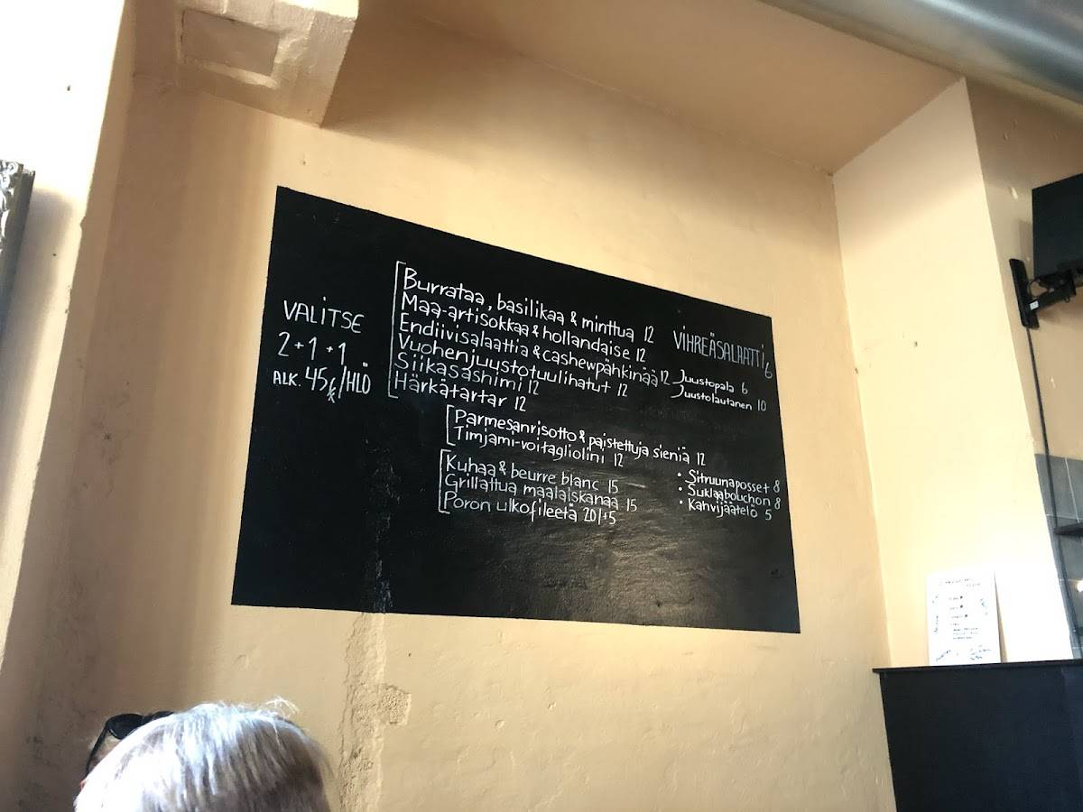 Menu at Baskeri & Basso restaurant, Helsinki