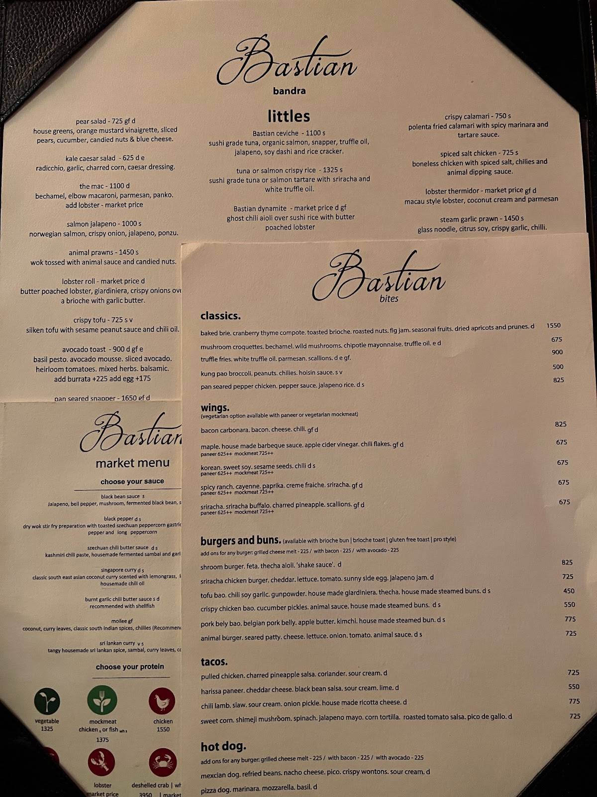 Menu at Bastian, Bandra, Mumbai, Kamal Building