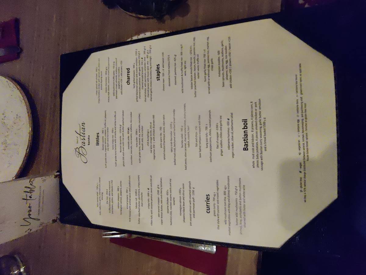 Menu at Bastian, Bandra, Mumbai, Kamal Building