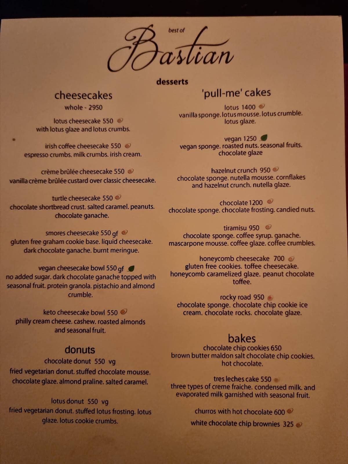 Menu at Bastian, Bandra, Mumbai, Kamal Building