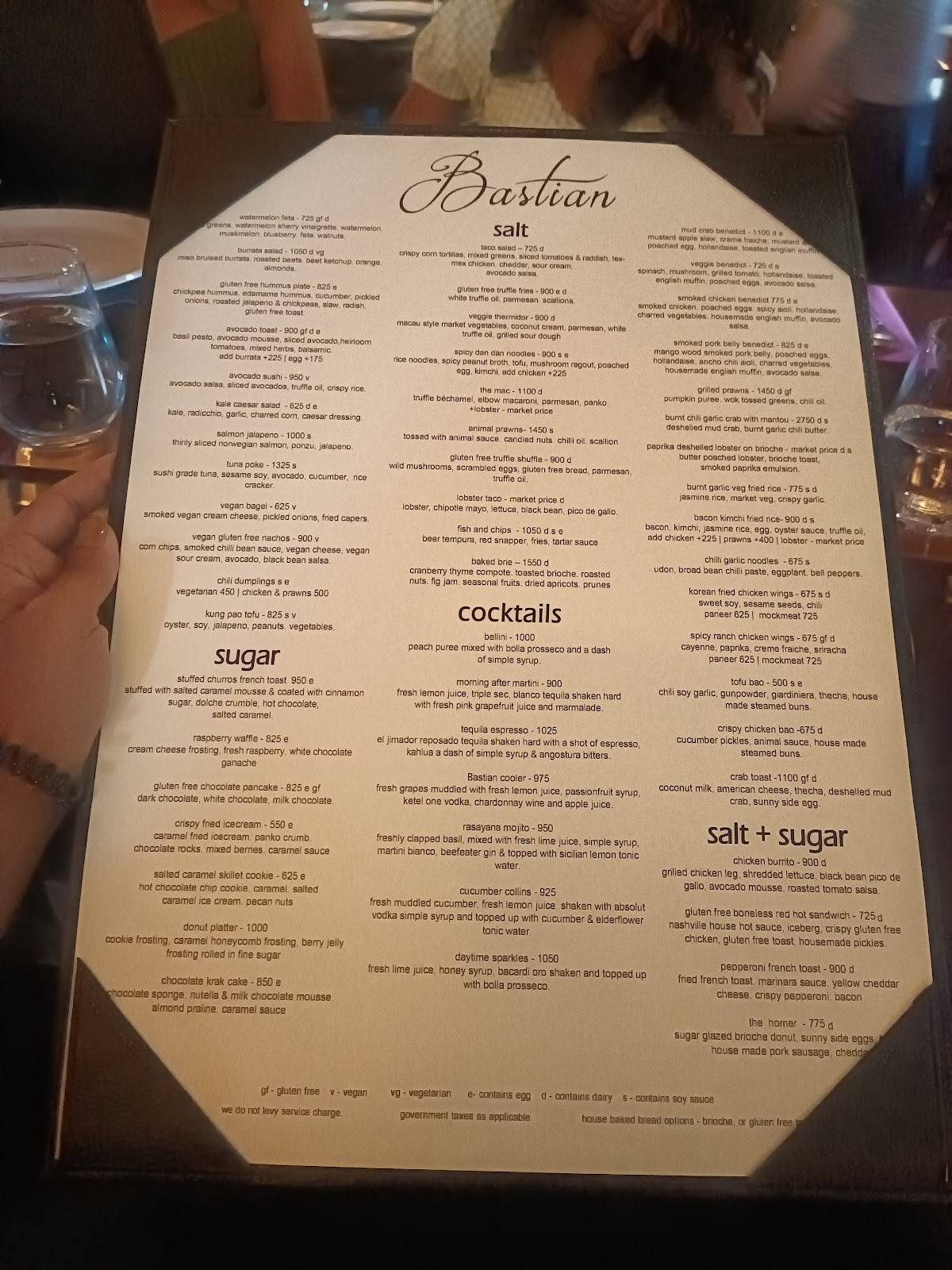 Menu at Bastian, Bandra, Mumbai, Kamal Building
