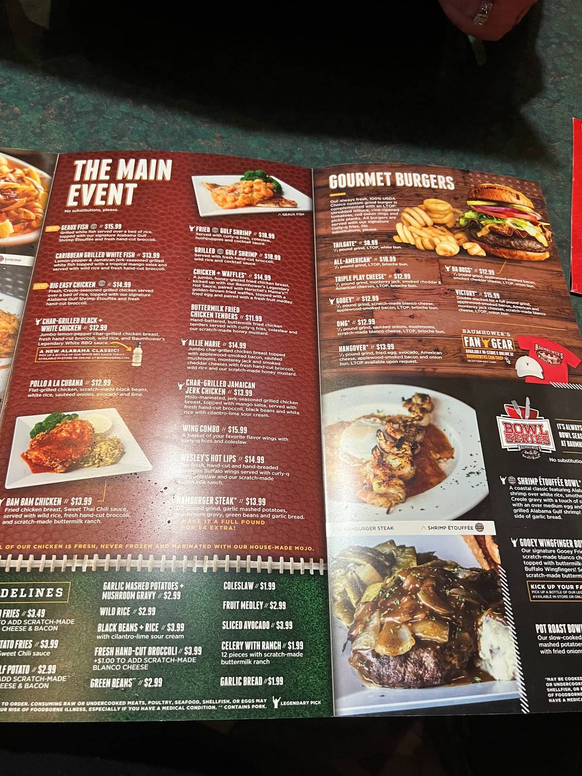 Menu at Baumhower's Victory Grille pub & bar, Montgomery