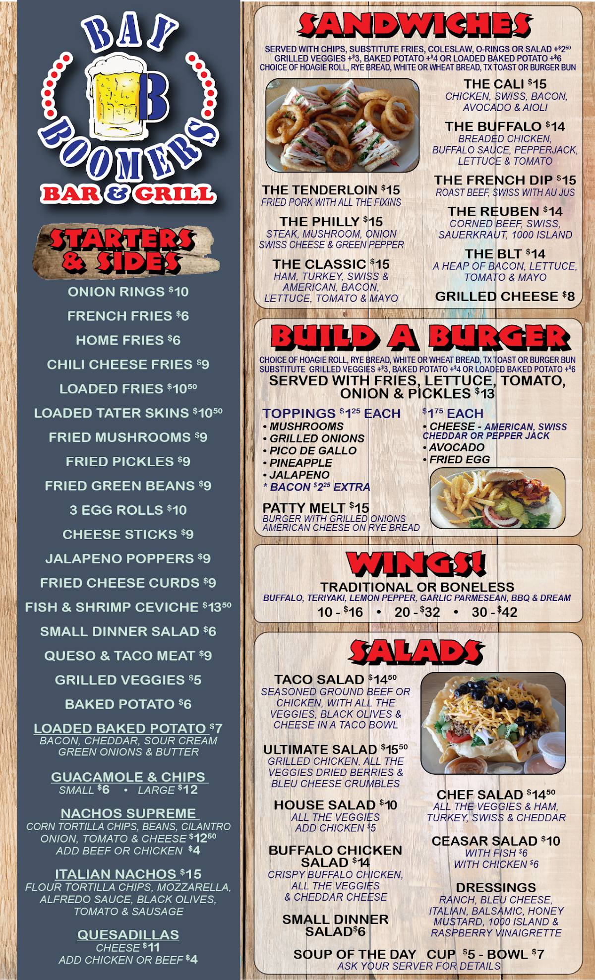 Menu at Bay B Boomers Bar & Grill, Laguna Vista