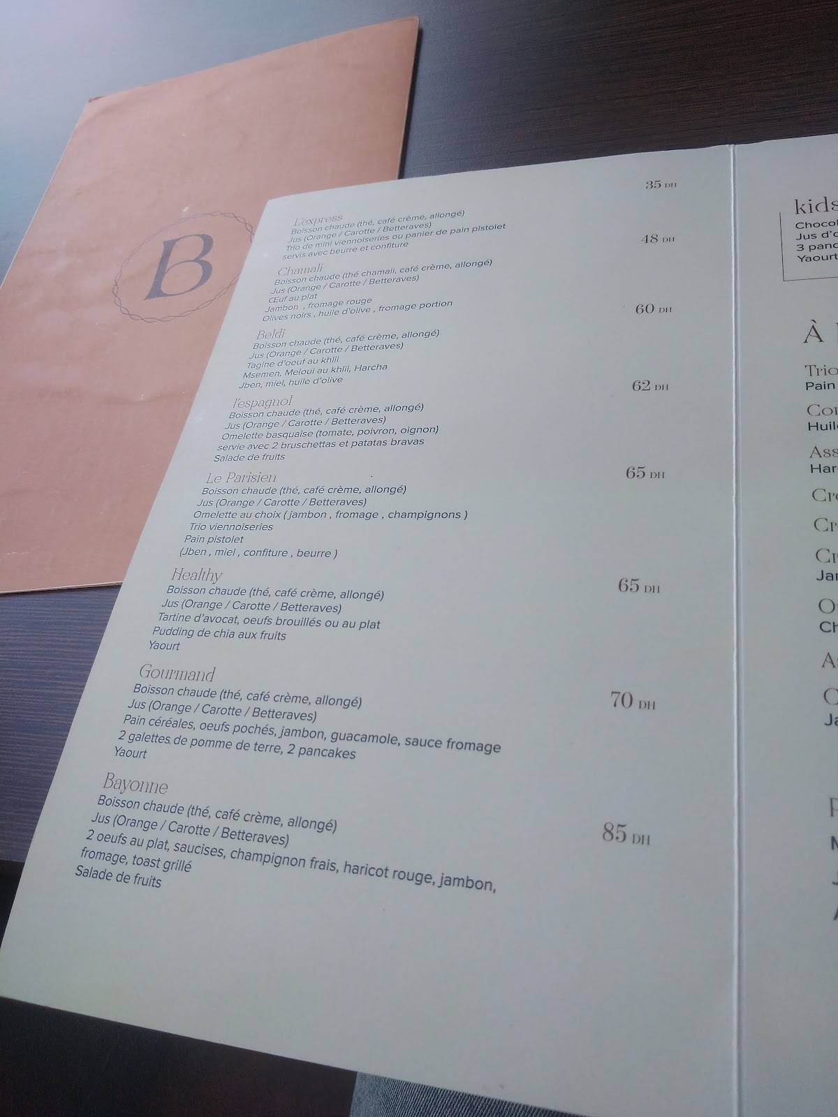 Menu at Bayonne - Agadir Bay restaurant, Agadir