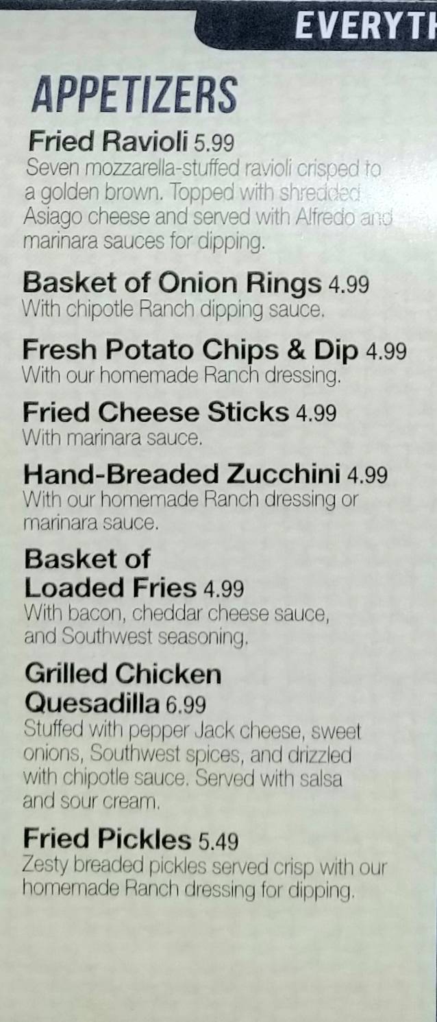 Menu at Eat'n Park restaurant, Monaca
