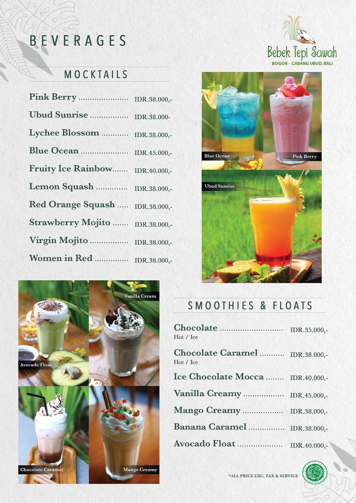 Carta del restaurante Bebek Tepi Sawah Bogor, Bogor