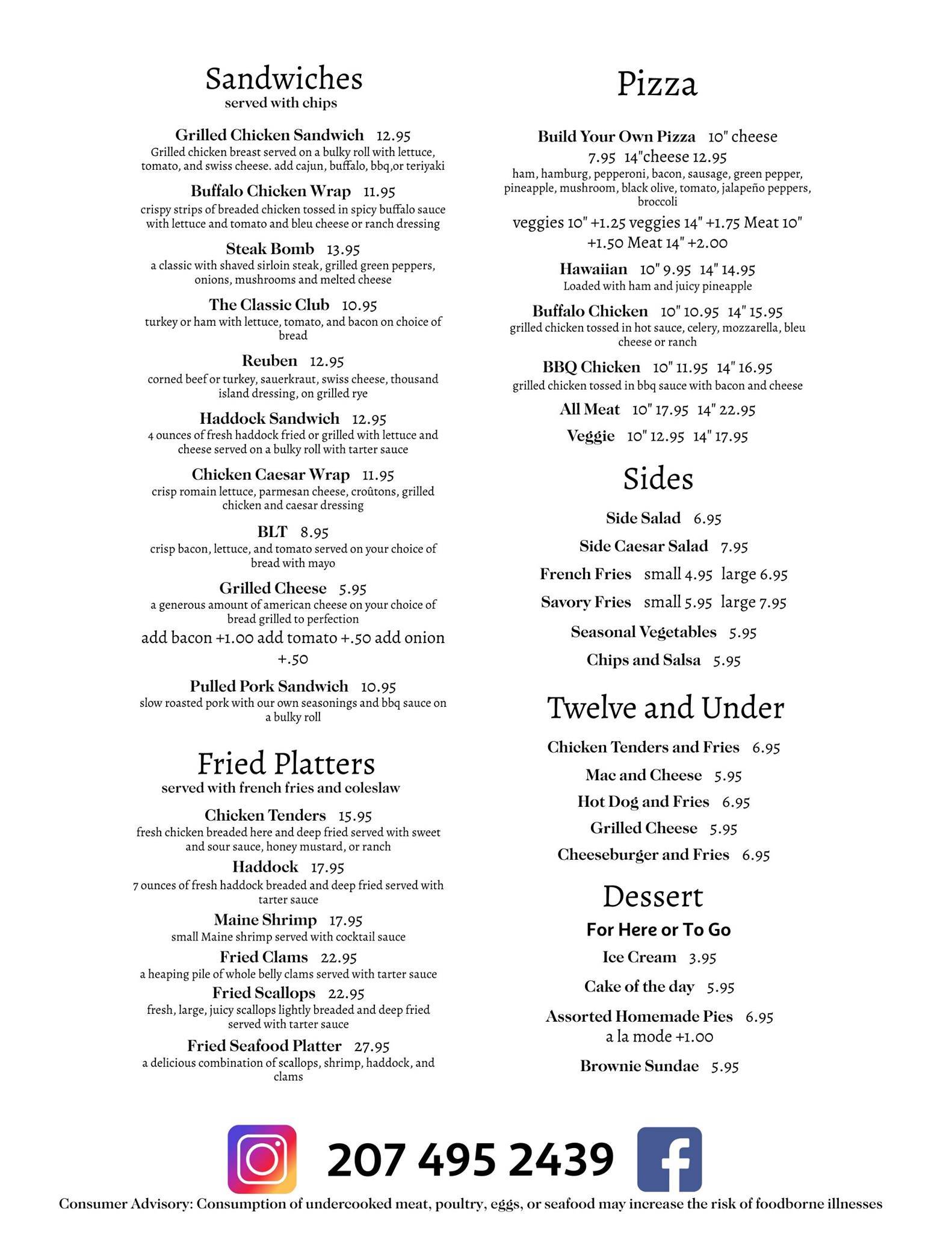 Menu at Sunset Grill pub & bar, Belgrade, 1214 West Rd