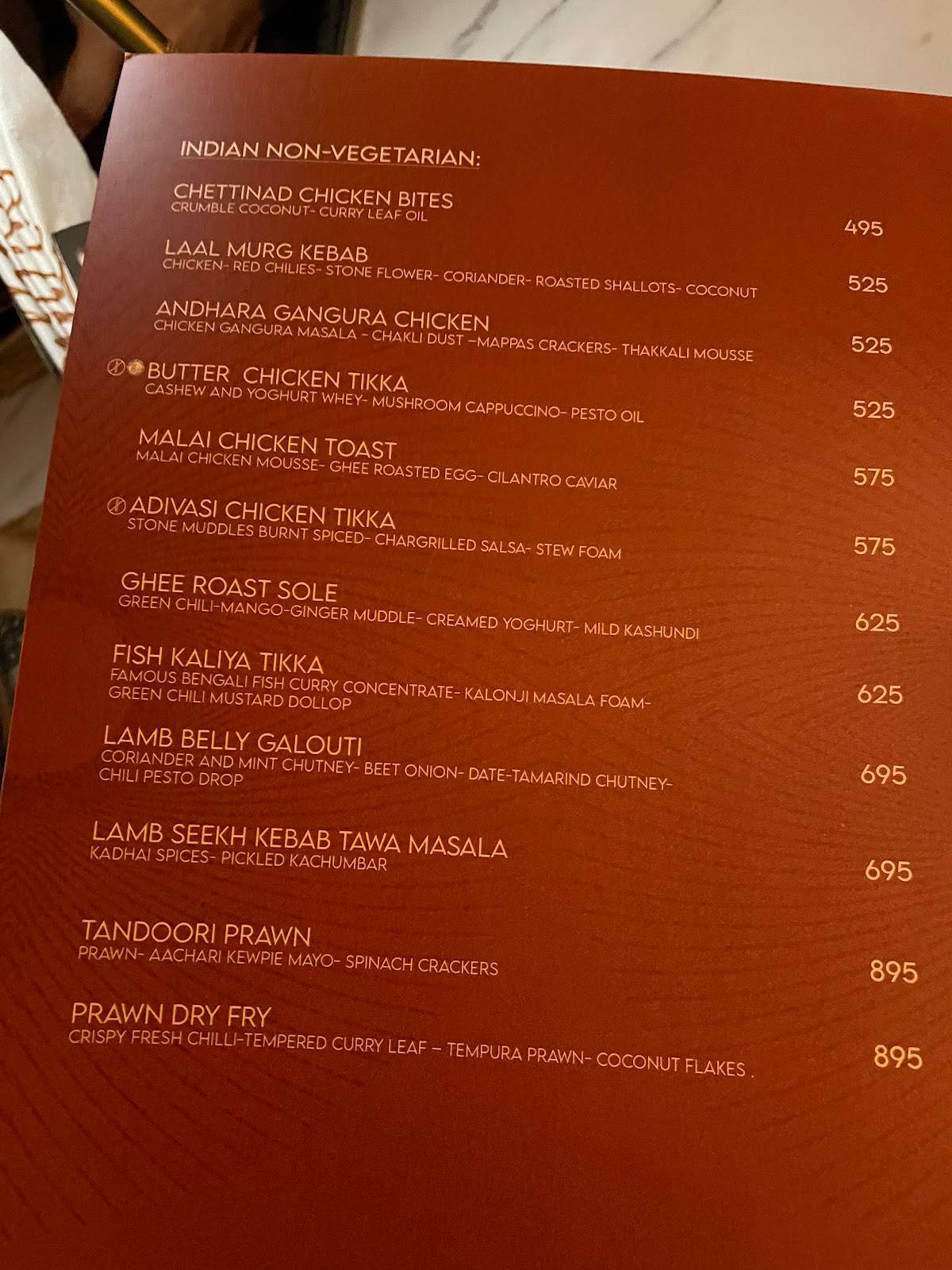 Menu at Bellagio, Gurugram