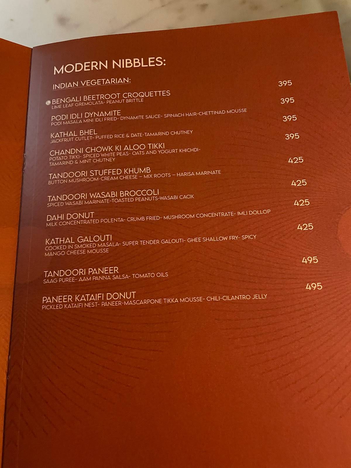 Menu at Bellagio, Gurugram