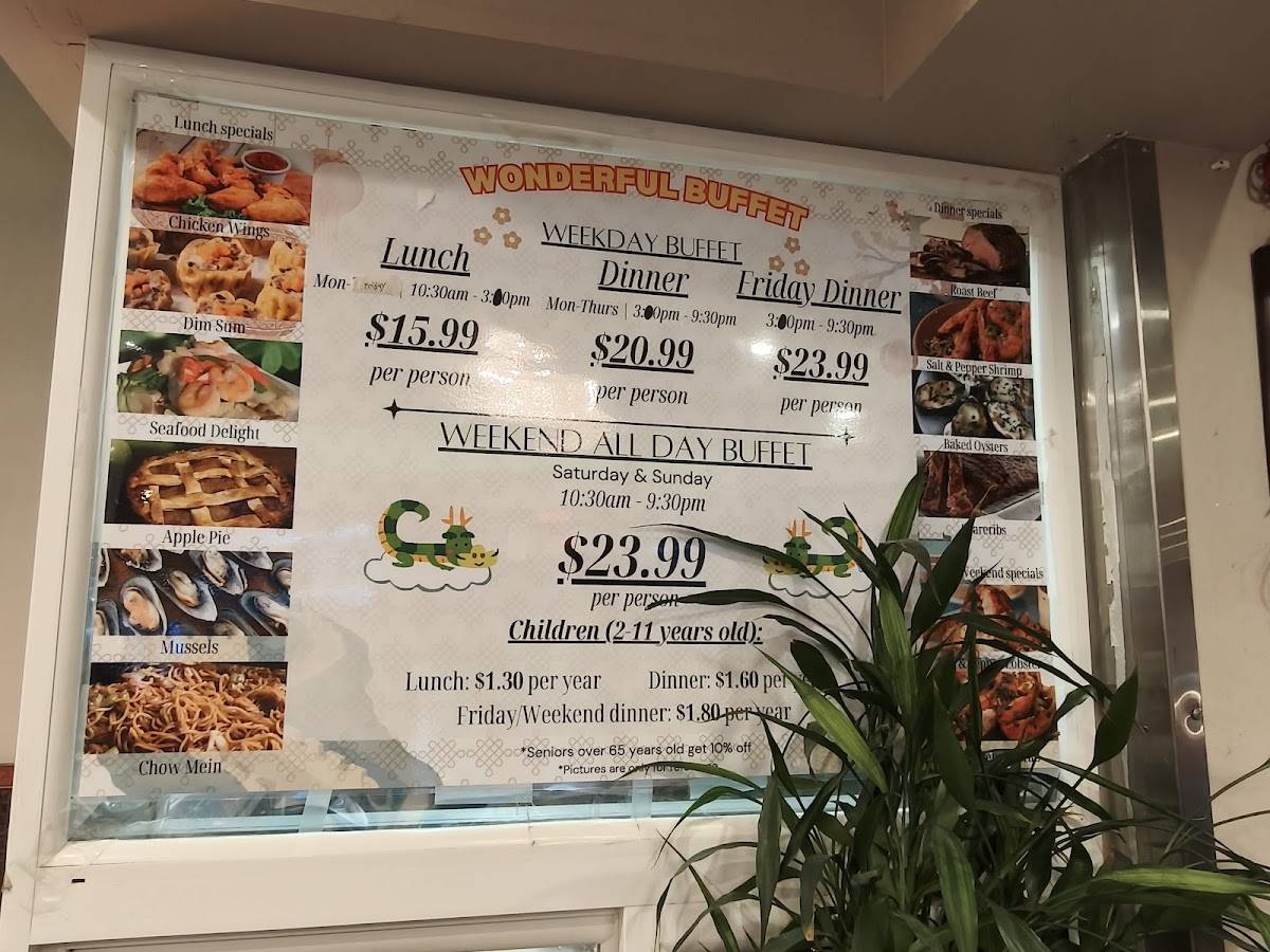 Menu at Wonderful Buffet restaurant, Bellingham