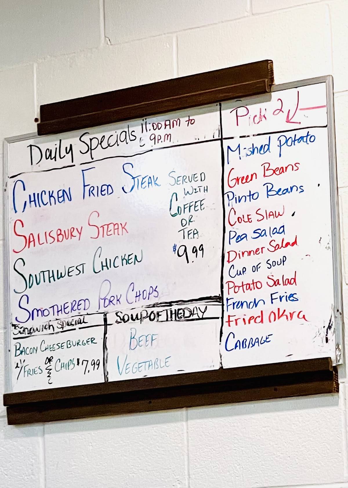 Menu at Benbrook Cafe, Fort Worth