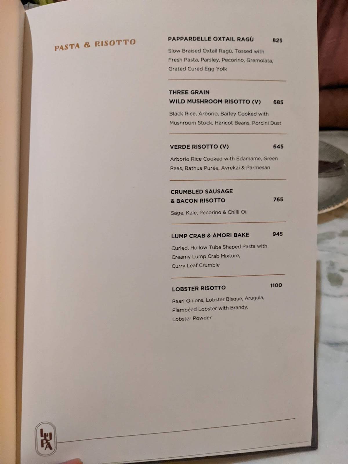 Menu at LUPA, Bengaluru, Ground Floor, NO.86, SPENCER'S TOWERS, Mahatma ...