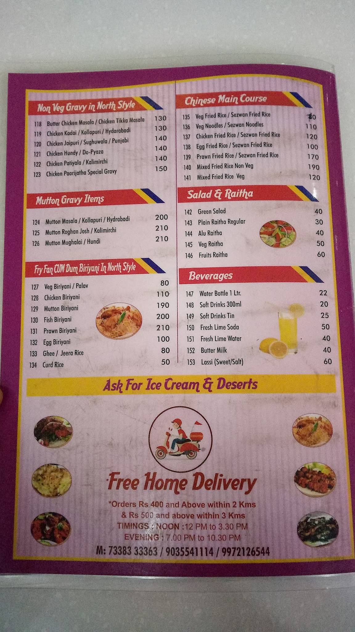 Menu at Parijatha Fish Land, Bengaluru
