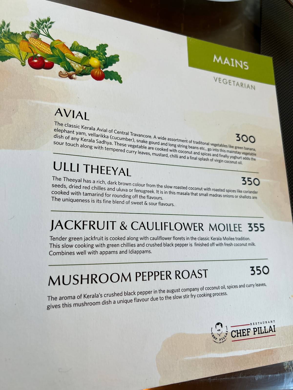 Menu at Restaurant Chef Pillai, Bengaluru